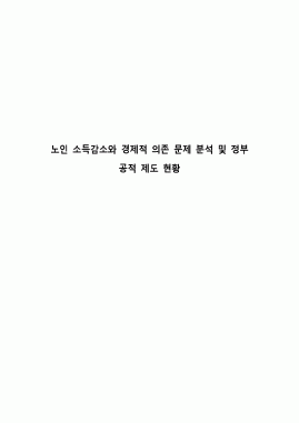 노인 소득감소와 경제적 의존 문제 분석 및 정부 공적 제도 현황-1페이지