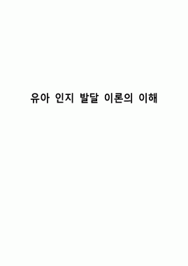유아 인지 발달 이론의 이해-1페이지