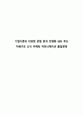 기업이론의 다양한 관점 분석 민영화 GBS 부도 지배구조 도식 마케팅 커뮤니케이션 품질경영-1페이지