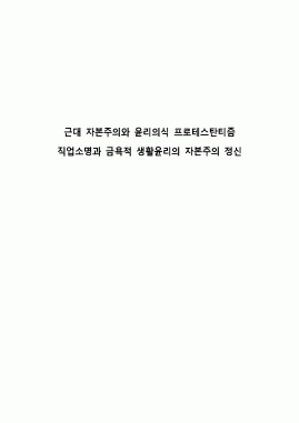 근대 자본주의와 윤리의식 프로테스탄티즘 직업소명과 금욕적 생활윤리의 자본주의 정신-1페이지