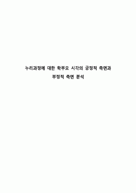누리과정에 대한 학부모 시각의 긍정적 측면과 부정적 측면 분석-1페이지