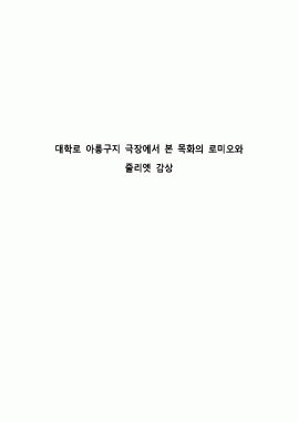 대학로 아룽구지 극장에서 본 목화의 로미오와 줄리엣 감상-1페이지