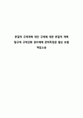 본질적 규제개혁 대안 규제에 대한 본질적 개혁 탈규제 규제강화 권리매매 관허독점권 협상 보험 책임소송-1페이지