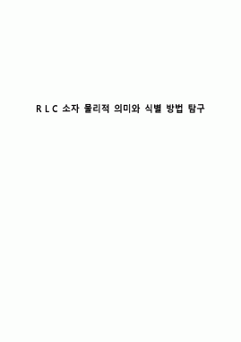R L C 소자 물리적 의미와 식별 방법 탐구-1페이지