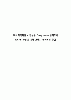 EBS 지식채널 e 감상문 Crazy Horse 운디드니 인디언 학살의 미국 건국사 꺾여버린 존엄-1페이지