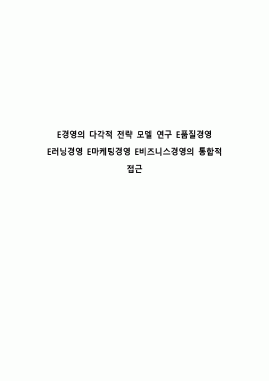 E경영의 다각적 전략 모델 연구 E품질경영 E러닝경영 E마케팅경영 E비즈니스경영의 통합적 접근-1페이지