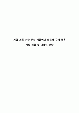 기업 제품 전략 분석 제품명과 캐릭터 구매 행동 개발 위험 및 마케팅 전략-1페이지