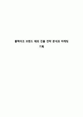 블랙야크 브랜드 해외 진출 전략 분석과 마케팅 기획-1페이지