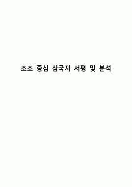 조조 중심 삼국지 서평 및 분석-1페이지