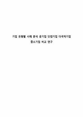 기업 유형별 사례 분석 공기업 닷컴기업 다국적기업 중소기업 비교 연구-1페이지