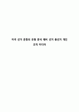 미국 선거 운동의 유형 분석 예비 선거 총선거 개인 조직 미디어-1페이지