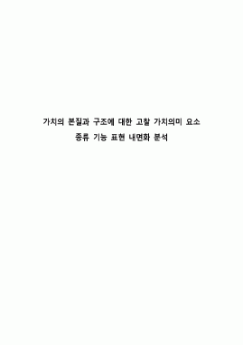 가치의 본질과 구조에 대한 고찰 가치의미 요소 종류 기능 표현 내면화 분석-1페이지