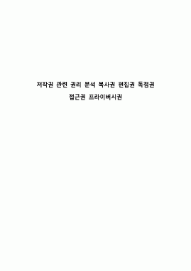 저작권 관련 권리 분석 복사권 편집권 독점권 접근권 프라이버시권-1페이지