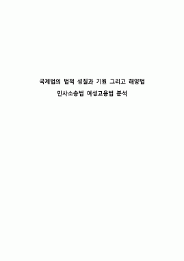 국제법의 법적 성질과 기원 그리고 해양법 민사소송법 여성고용법 분석-1페이지