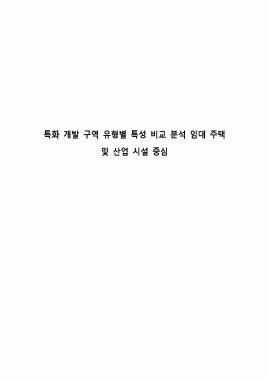특화 개발 구역 유형별 특성 비교 분석 임대 주택 및 산업 시설 중심-1페이지