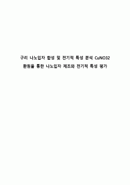 구리 나노입자 합성 및 전기적 특성 분석 CuNO32 환원을 통한 나노입자 제조와 전기적 특성 평가-1페이지