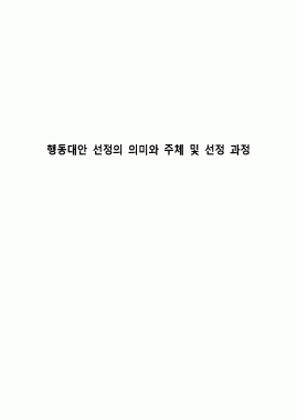 행동대안 선정의 의미와 주체 및 선정 과정-1페이지