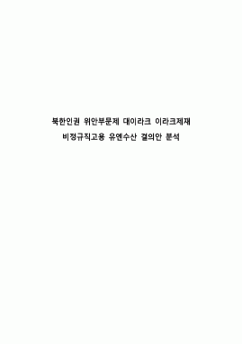 북한인권 위안부문제 대이라크 이라크제재 비정규직고용 유엔수산 결의안 분석-1페이지