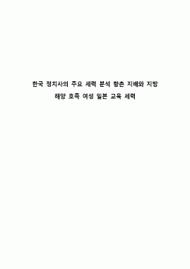 한국 정치사의 주요 세력 분석 향촌 지배와 지방 해양 호족 여성 일본 교육 세력-1페이지