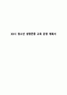 XX시 청소년 생명존중 교육 운영 계획서-1페이지