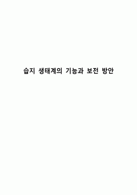 습지 생태계의 기능과 보전 방안-1페이지