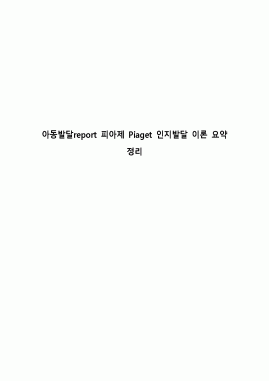 아동발달report 피아제 Piaget 인지발달 이론 요약 정리-1페이지