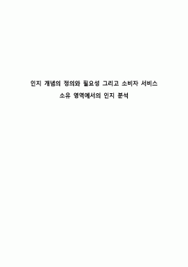 인지 개념의 정의와 필요성 그리고 소비자 서비스 소유 영역에서의 인지 분석-1페이지