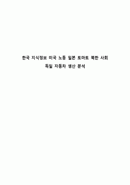 한국 지식정보 미국 노동 일본 토마토 북한 사회 독일 자동차 생산 분석-1페이지