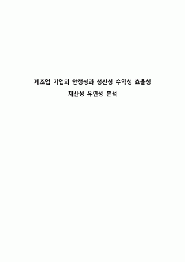 제조업 기업의 안정성과 생산성 수익성 효율성 채산성 유연성 분석-1페이지