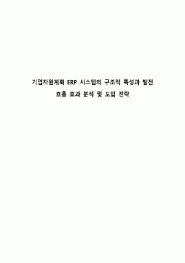 기업자원계획 ERP 시스템의 구조적 특성과 발전 흐름 효과 분석 및 도입 전략-1페이지