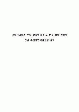 만성전염병과 주요 감염병의 비교 분석 성병 한센병 간염 후천성면역결핍증 결핵-1페이지