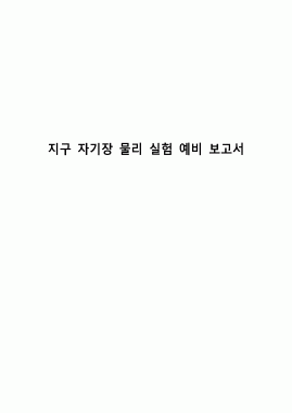 지구 자기장 물리 실험 예비 보고서-1페이지