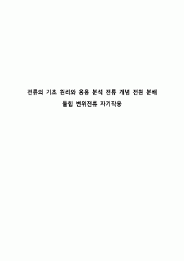 전류의 기초 원리와 응용 분석 전류 개념 전원 분배 돌힘 변위전류 자기작용-1페이지