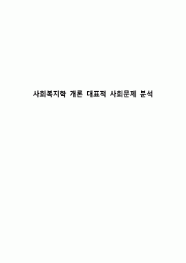 사회복지학 개론 대표적 사회문제 분석-1페이지
