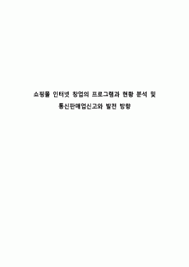 쇼핑몰 인터넷 창업의 프로그램과 현황 분석 및 통신판매업신고와 발전 방향-1페이지