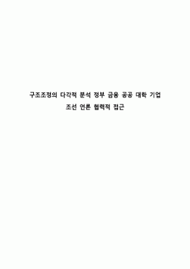 구조조정의 다각적 분석 정부 금융 공공 대학 기업 조선 언론 협력적 접근-1페이지