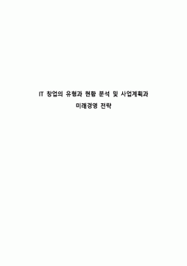 IT 창업의 유형과 현황 분석 및 사업계획과 미래경영 전략-1페이지