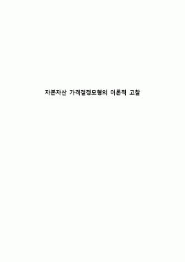자본자산 가격결정모형의 이론적 고찰-1페이지