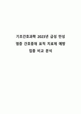 기초간호과학 2023년 급성 만성 염증 간호중재 표적 치료제 예방 접종 비교 분석-1페이지