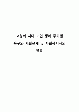 고령화 시대 노인 생애 주기별 욕구와 사회문제 및 사회복지사의 역할-1페이지