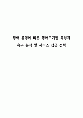 장애 유형에 따른 생애주기별 특성과 욕구 분석 및 서비스 접근 전략-1페이지