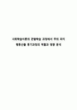 사회학습이론의 관찰학습 과정에서 주의 파지 행동산출 동기과정의 역할과 영향 분석-1페이지