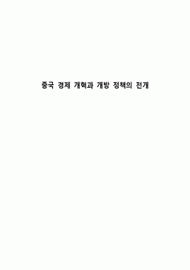 중국 경제 개혁과 개방 정책의 전개-1페이지