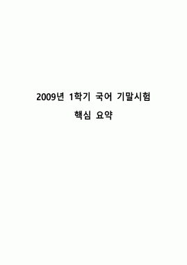 2009년 1학기 국어 기말시험 핵심 요약-1페이지