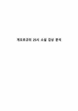 게오르규의 25시 소설 감상 분석-1페이지