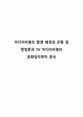 미디어비평의 발생 배경과 유형 및 방법론과 TV 미디어비평의 문화정치학적 분석-1페이지