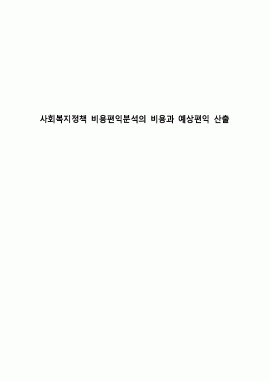 사회복지정책 비용편익분석의 비용과 예상편익 산출-1페이지