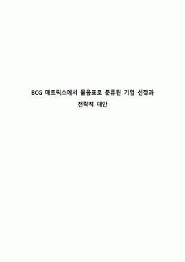 BCG 매트릭스에서 물음표로 분류된 기업 선정과 전략적 대안-1페이지