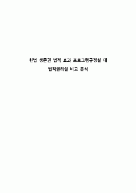 헌법 생존권 법적 효과 프로그램규정설 대 법적권리설 비교 분석-1페이지
