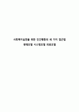 사회복지실천을 위한 인간행동의 세 가지 접근법 생태모델 시스템모델 의료모델-1페이지